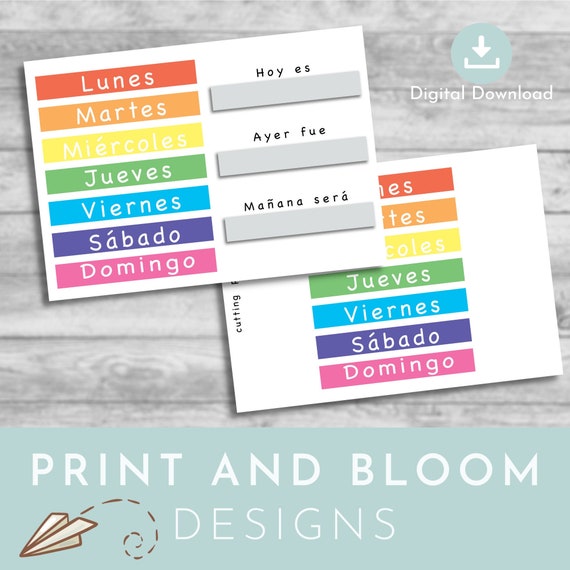 Printable Learning Mat Spanish Days of the Week Pre School - Etsy