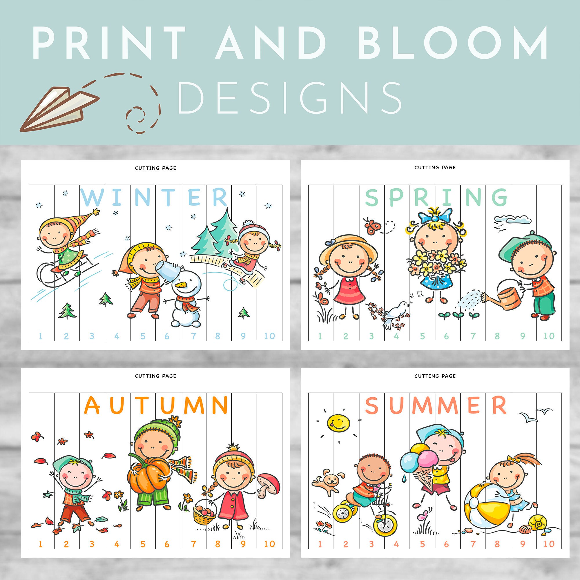 Print at Home Velcro Number Matching Puzzle, Learn About the Seasons ...