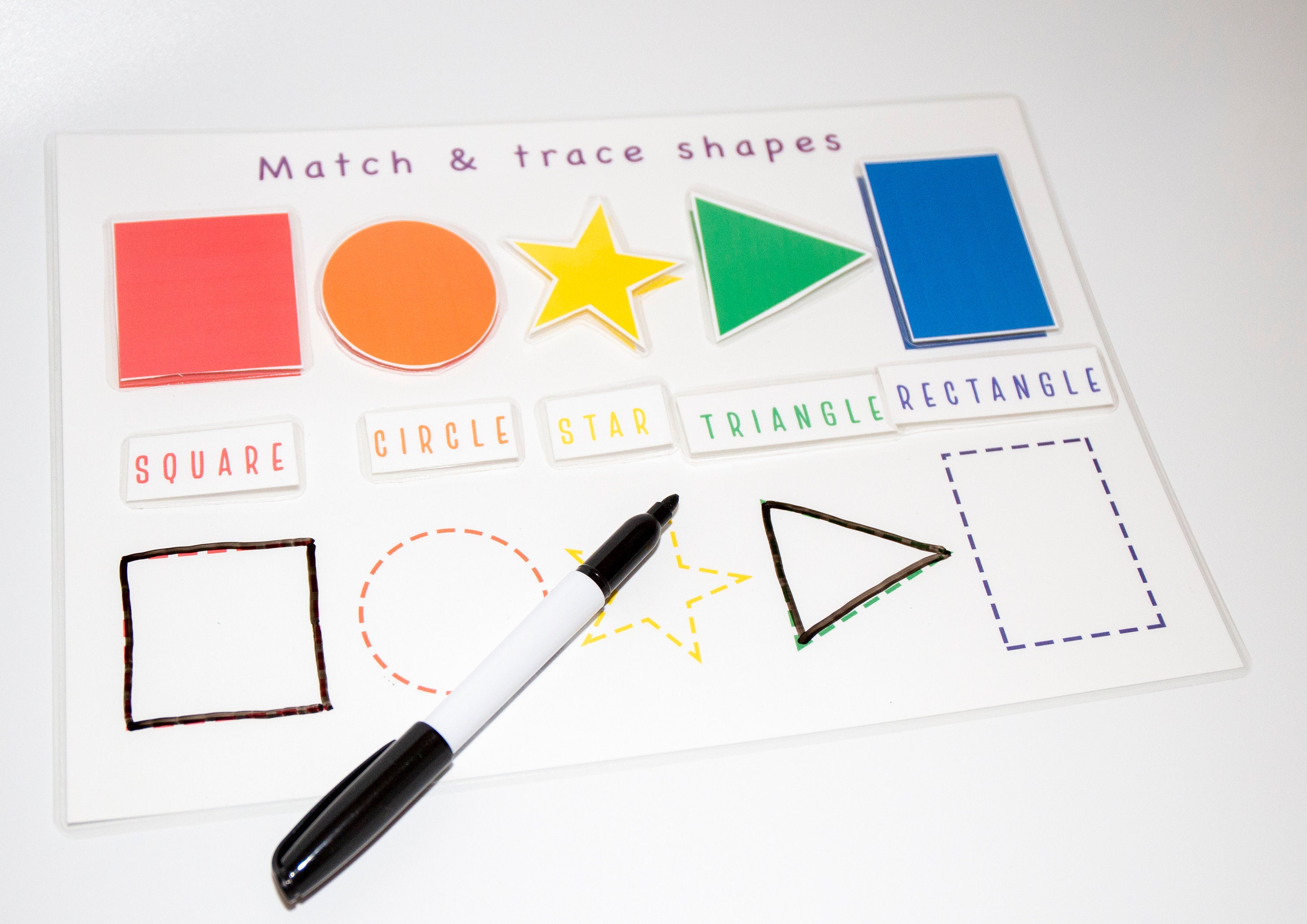 4 in 1 Printable Learning Page, Trace Shapes, Match Shapes, Play Doh ...