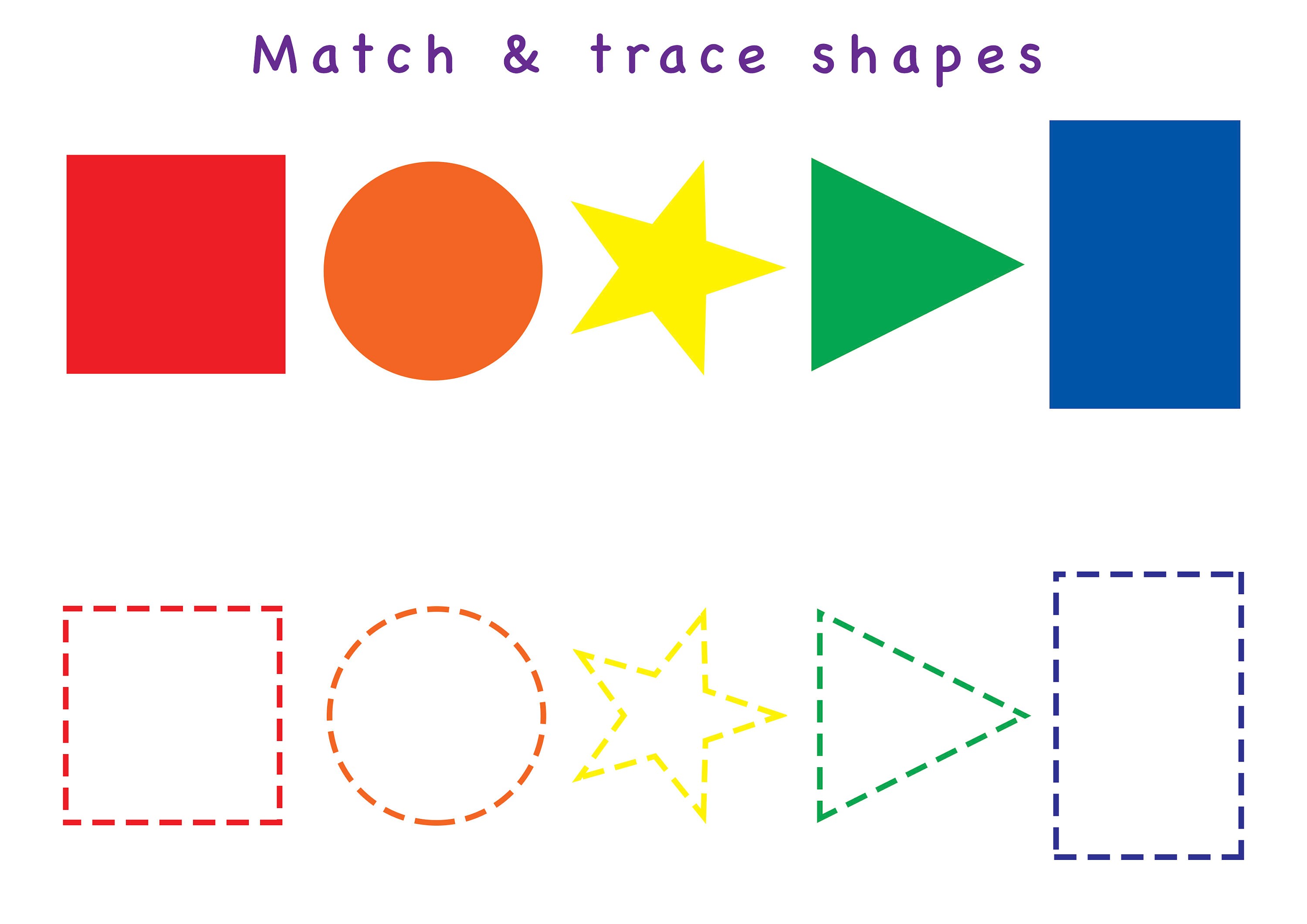 4 in 1 Printable Learning Page, Trace Shapes, Match Shapes, Play Doh ...