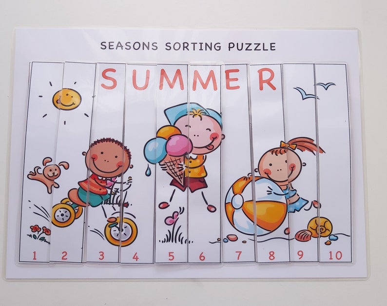 Print at Home Velcro Number Matching Puzzle, Learn About the Seasons ...