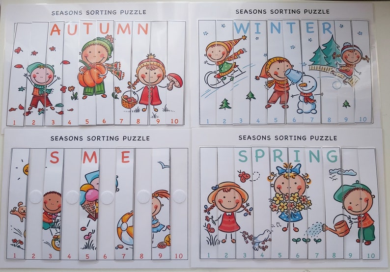 Print at Home Velcro Number Matching Puzzle, Learn About the Seasons ...