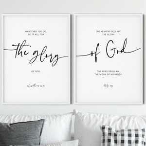 Bible Verse Wall Art Set of 2, Modern Scripture Prints Christian ...