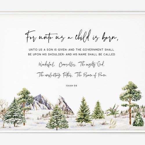 Christmas Christian Wall Art Watercolor Christmas Tree - Etsy