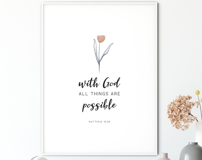 With God, All Things Are Possible ( Matthew 19:26), Bible Verse Digital ...
