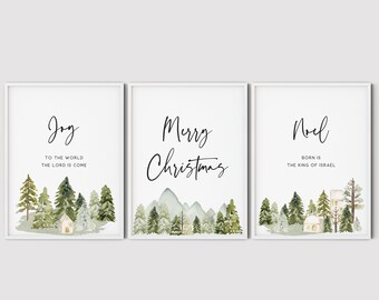 Set of 3 Christmas Christian Wall Art Printable Watercolor - Etsy