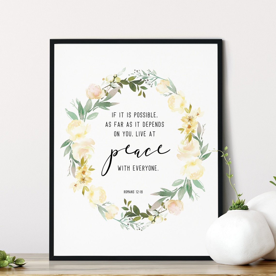 Romans 12:18 Bible Verse Wall Art Floral Christian Printable | Etsy