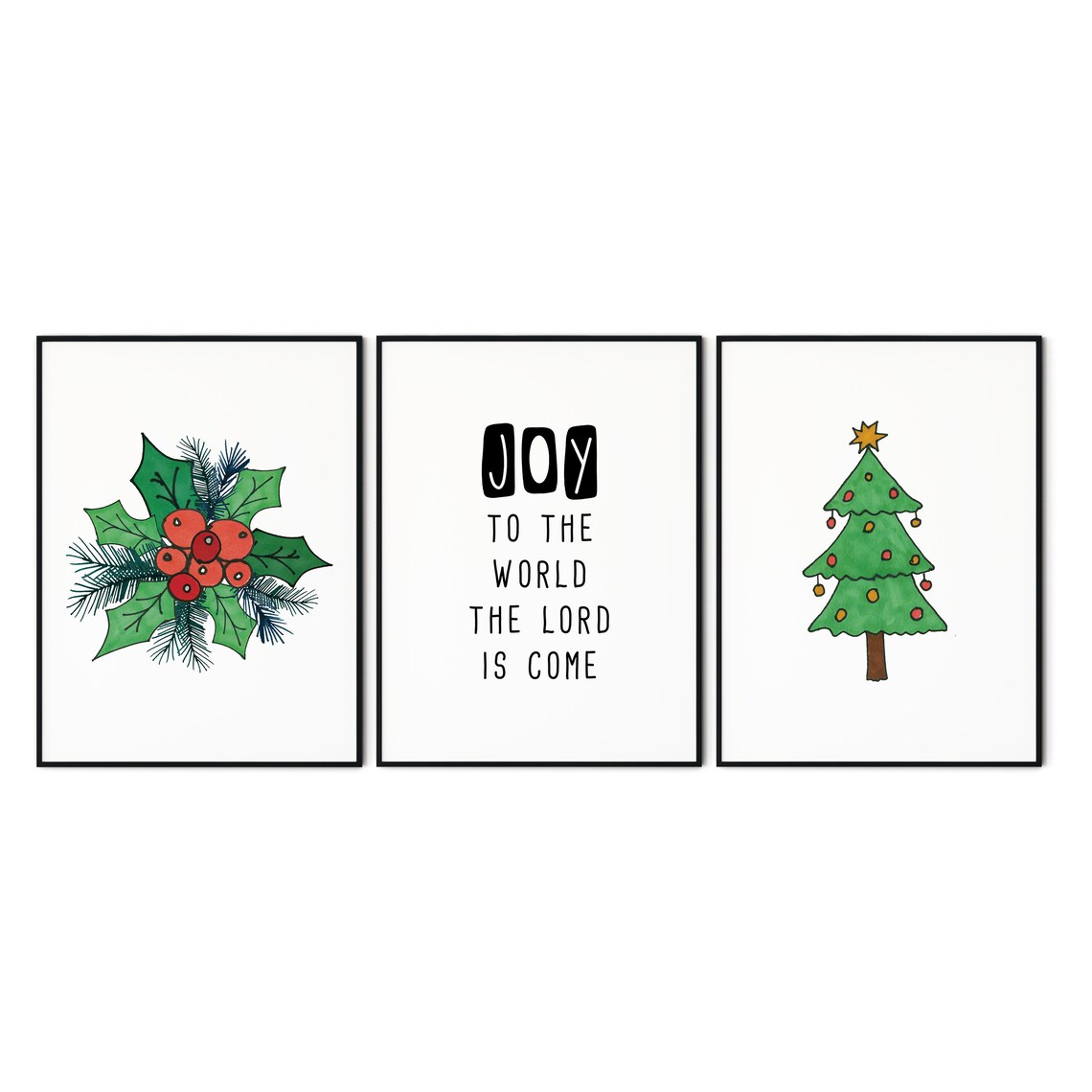 Joy to the World Printable Art Set of 3 Christmas Printable - Etsy
