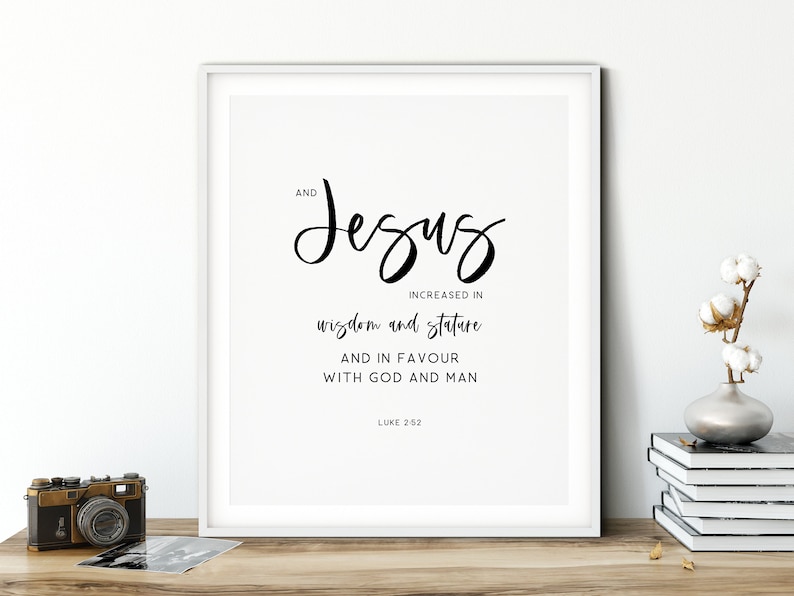 Luke 2:52 Printable Bible Verse Wall Art Modern Minimalist | Etsy