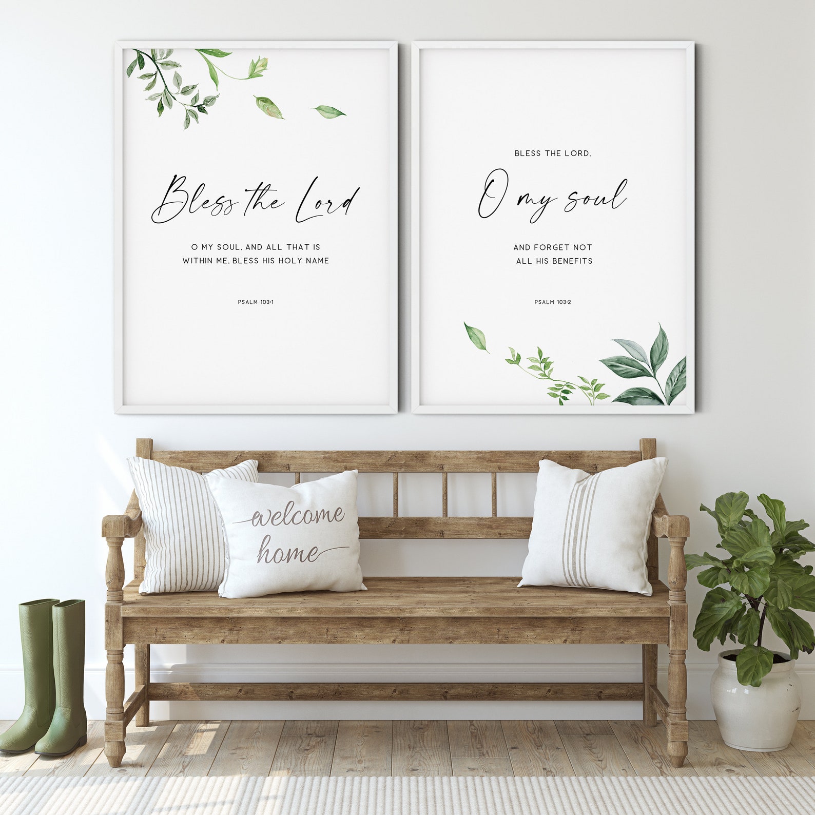 Psalm 103:1-2 Bible Verse Wall Art Set of 2 Prints Printable | Etsy