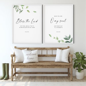 Psalm 103:1-2 Bible Verse Wall Art Set of 2 Prints, Printable Scripture ...