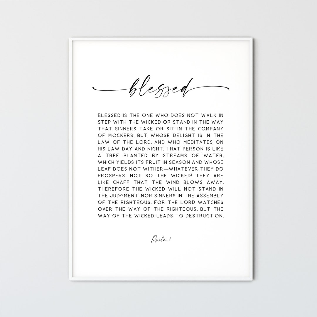 Psalm 1 Bible Verse Wall Art, Psalm Print, Christian Wall Art Decor ...