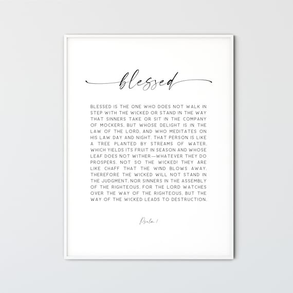 Psalm 1 Bible Verse Wall Art Psalm Print Christian Wall Art | Etsy