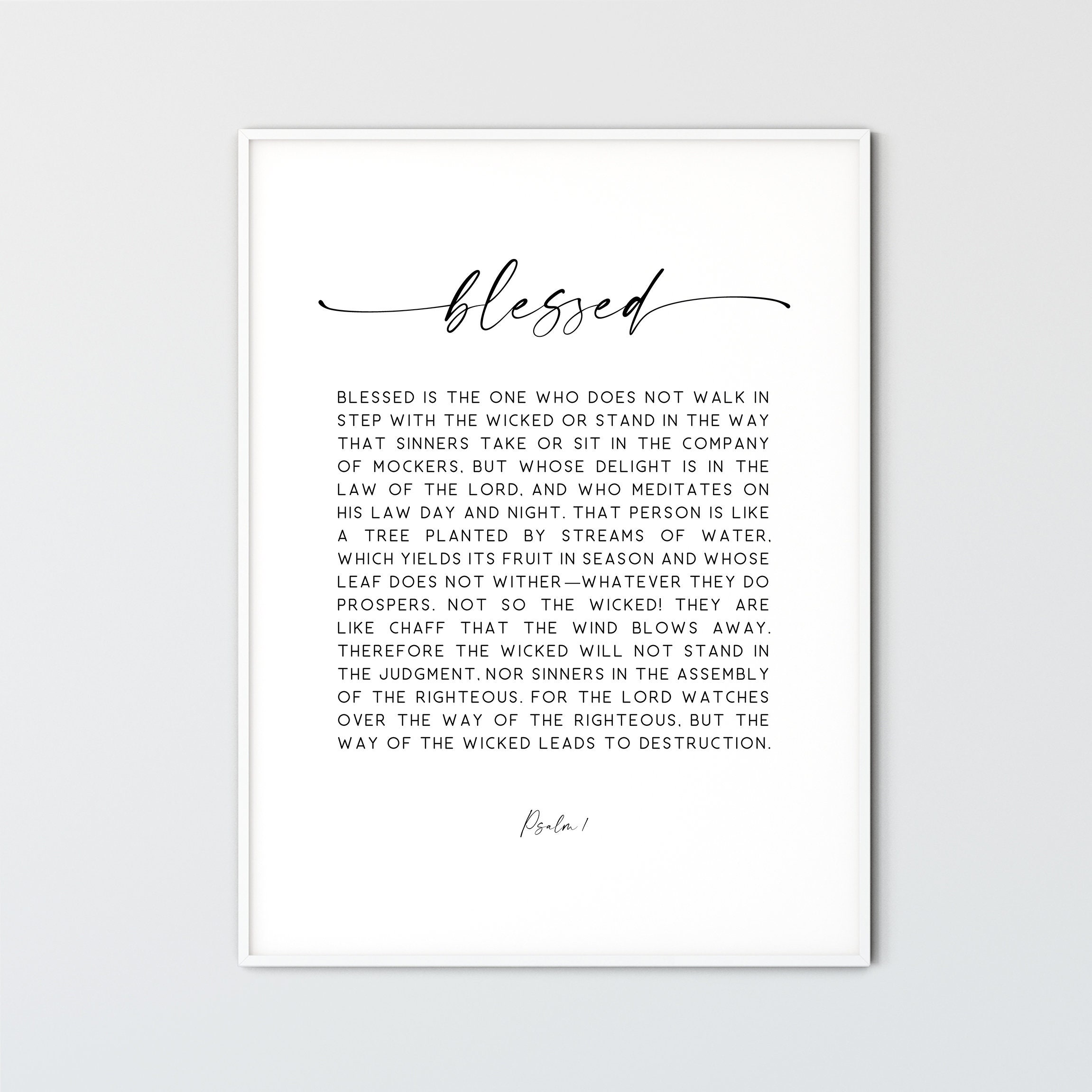 Psalm 1 Bible Verse Wall Art Psalm Print Christian Wall Art | Etsy