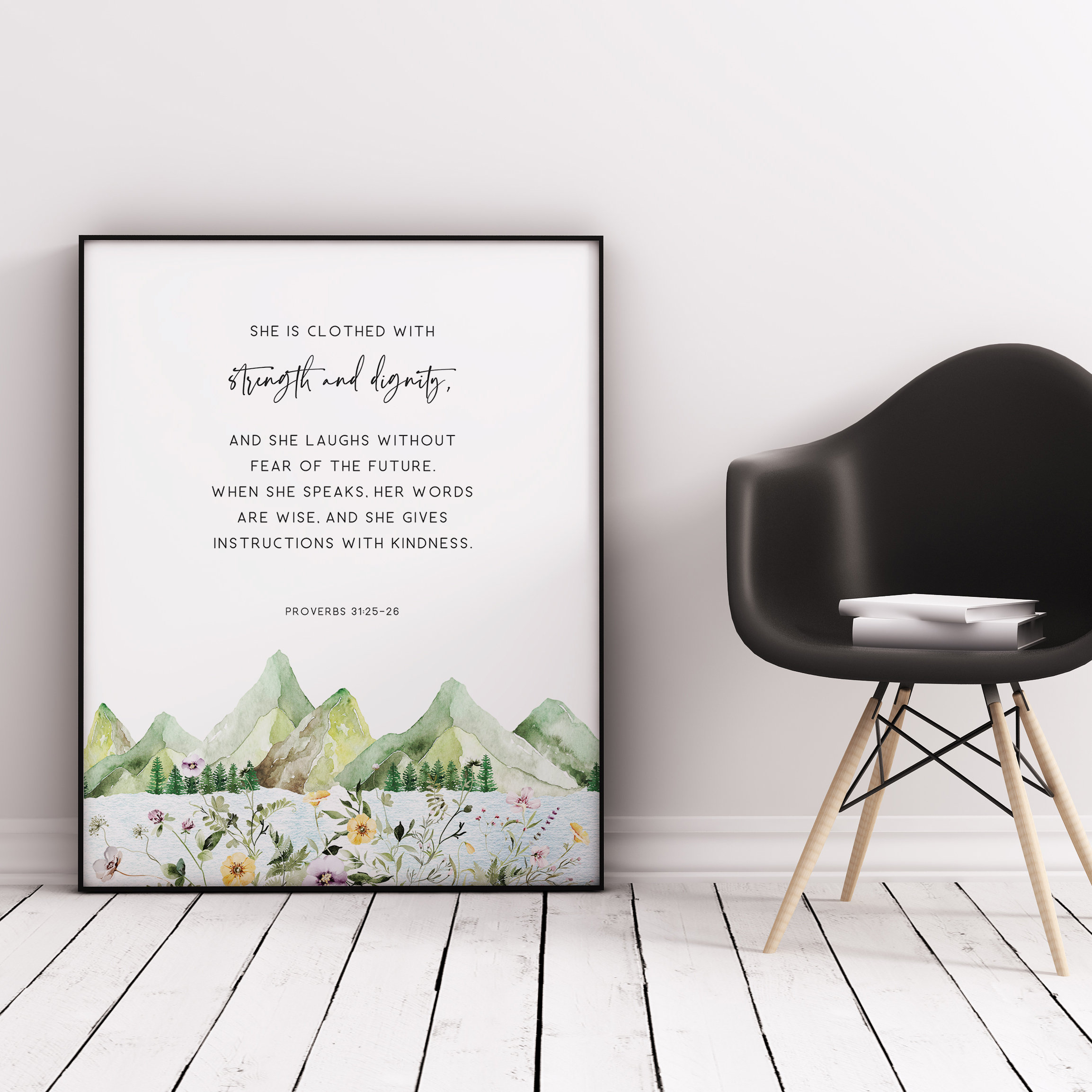 Proverbs 31:25-26 Bible Verse Wall Art Printable Scripture - Etsy