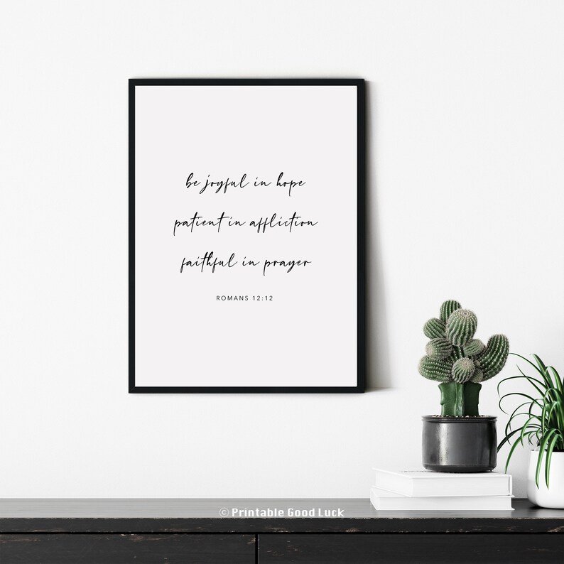 Romans 12:12 Printable Bible Verse Wall Art Minimalist - Etsy