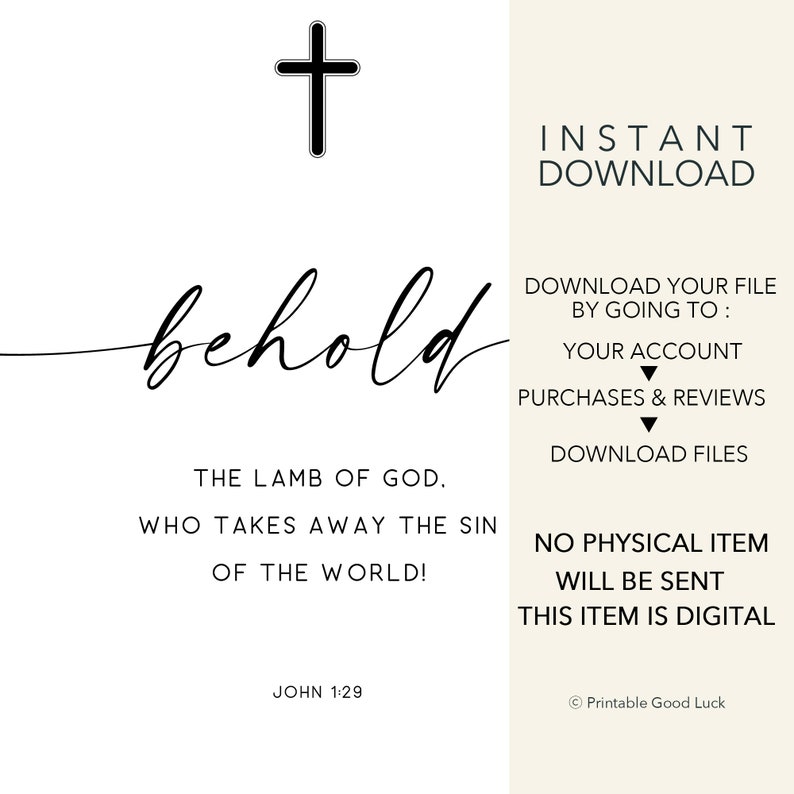 John 1:29 Bible Verse Wall Art Printable Scripture Wall Art | Etsy