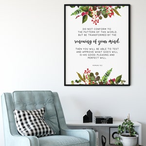 Romans 12:2 Bible Verse Wall Art, Scripture Wall Art , Christian Wall ...