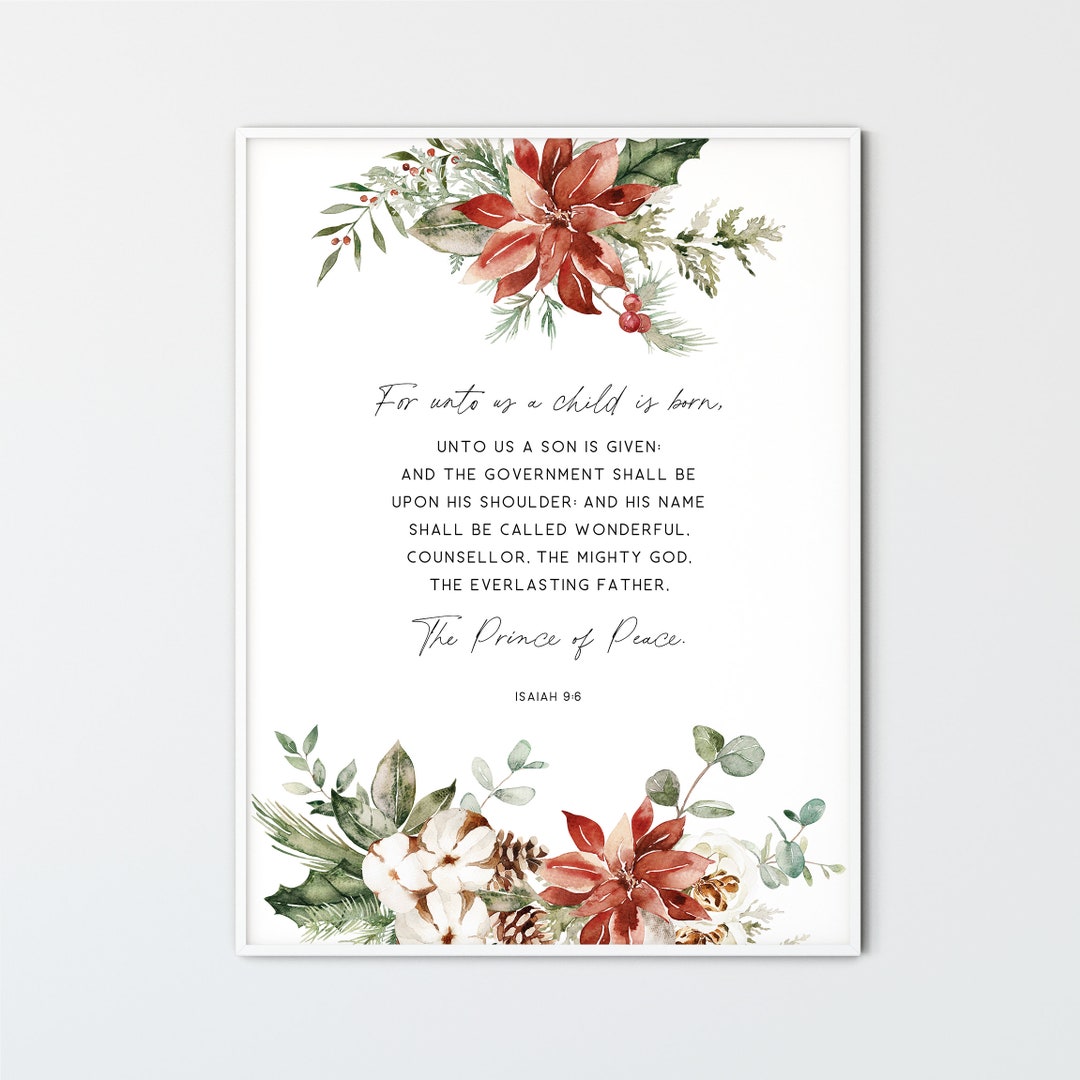 Isaiah 9:6 Christmas Scripture Wall Art KJV Bible Verse Wall Art ...