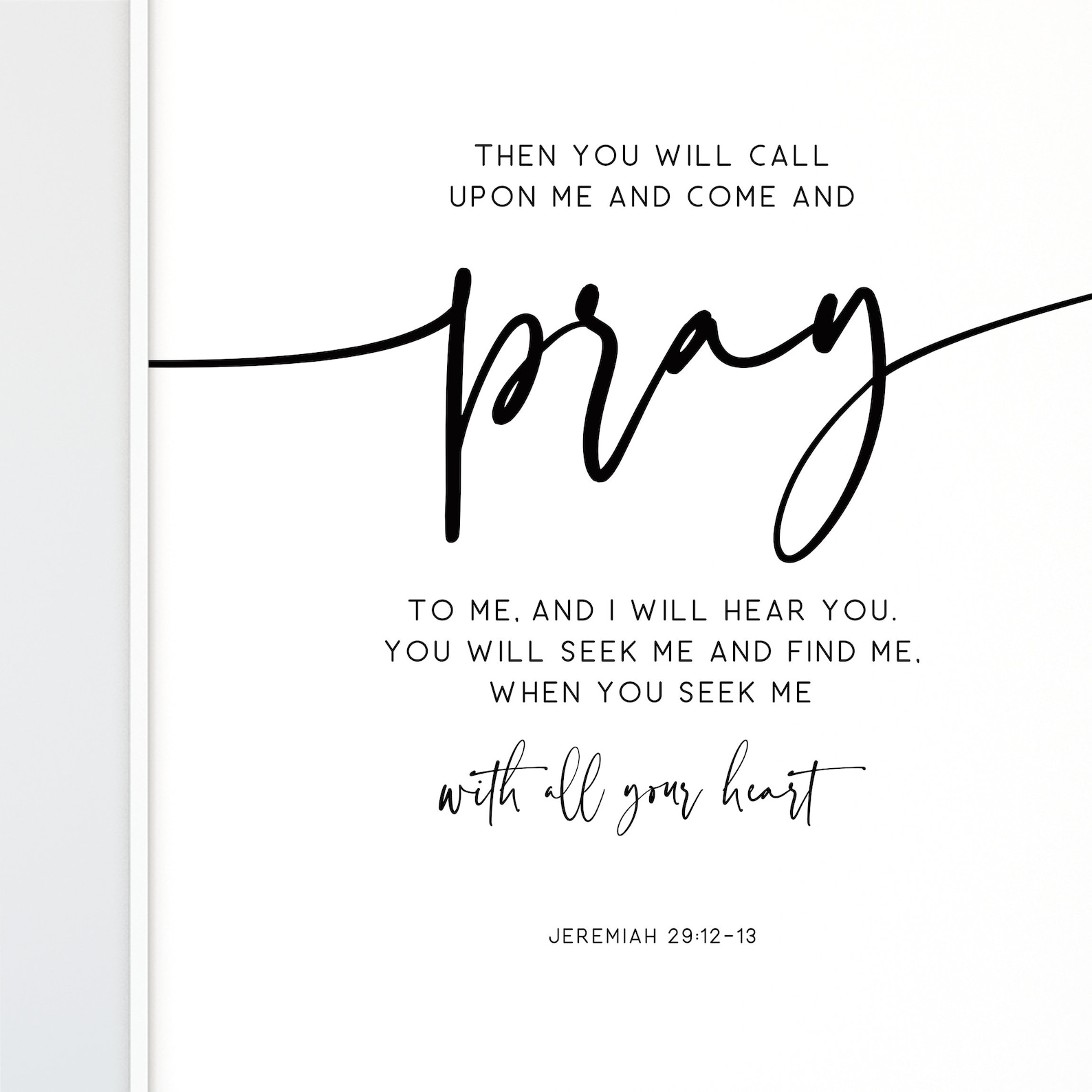 Jeremiah 29:12-13 Bible Verse Wall Art Scripture Print Modern - Etsy