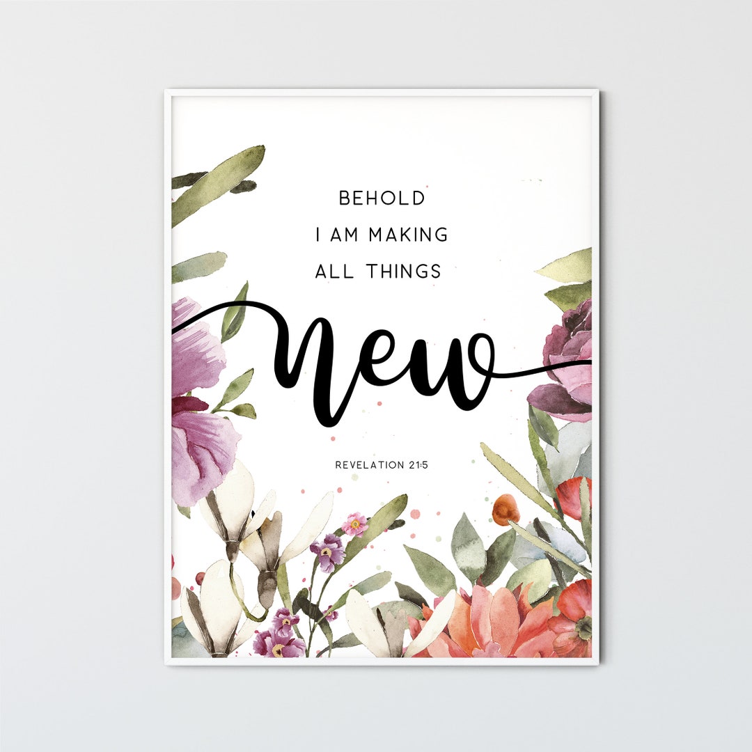 Revelation 21:5 Bible Verse Wall Art, New Year's Christian Wall Decor ...