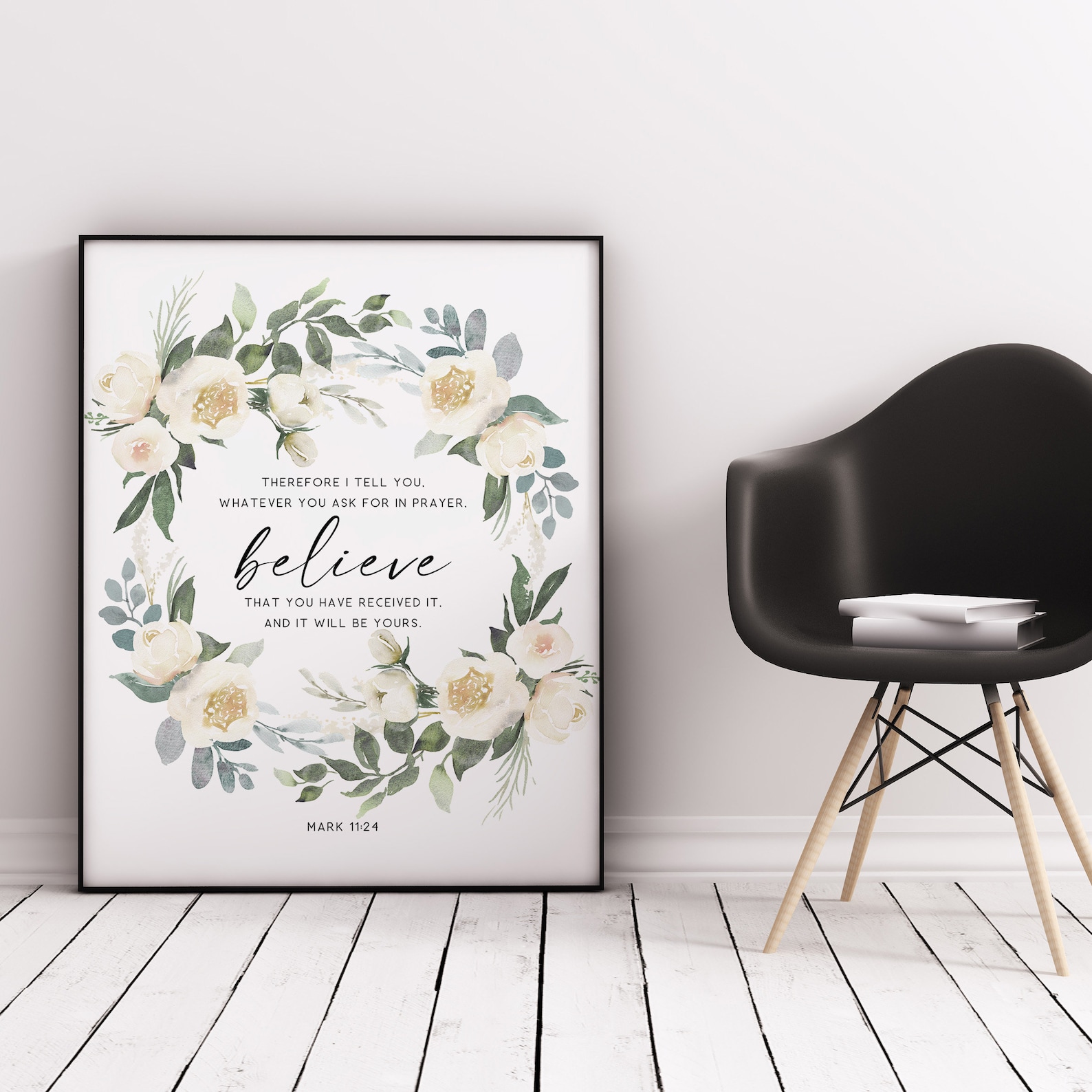 Mark 11:24 Bible Verse Wall Art Floral Christian Wall Art - Etsy