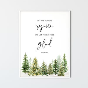 Psalm 96:11, Christmas Christian Wall Art Printable Watercolor Forest ...