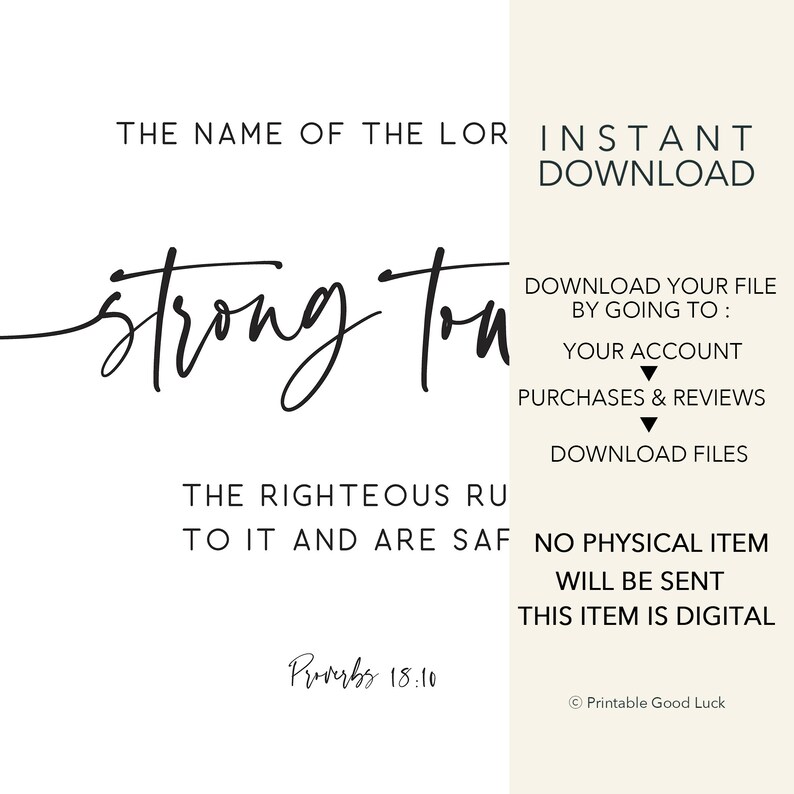 Proverbs 18:10 Bible Verse Wall Art Modern Christian Decor Scripture ...
