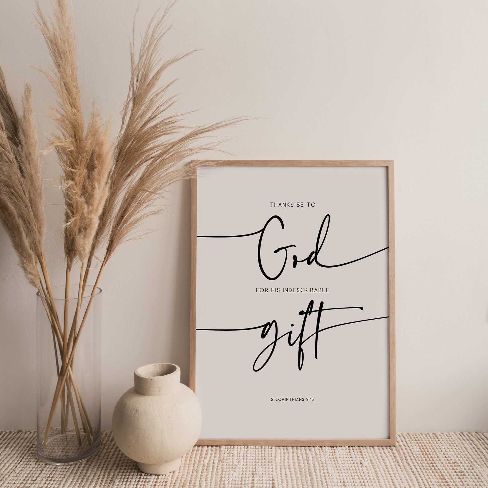 2 Corinthians 9:15 Christmas Bible Verse Wall Art Modern Scripture ...
