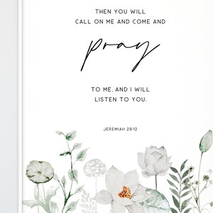 Jeremiah 29:12, Pray Bible Verse Wall Art Scripture Poster Farmhouse ...