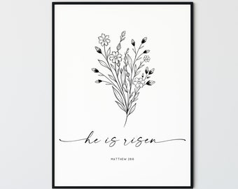 He is Risen Sign Easter Decor Bible Verse Wall Art - Etsy