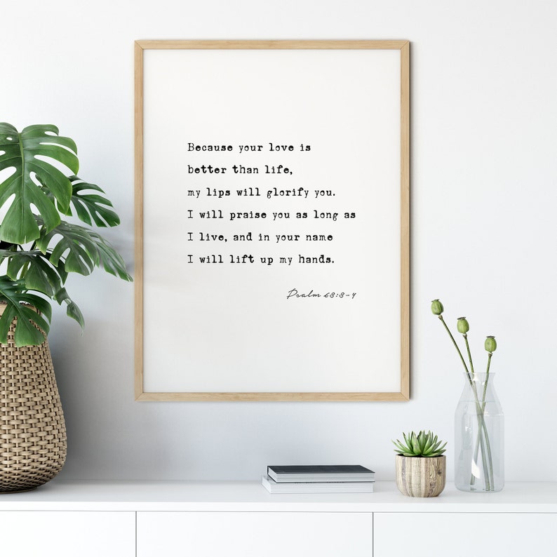 Psalm 63:3-4 Bible Verse Wall Art Modern Christian Wall Art | Etsy