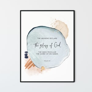 Psalm 19:1, Bible Verse Wall Art Scripture Print Farmhouse Christian ...