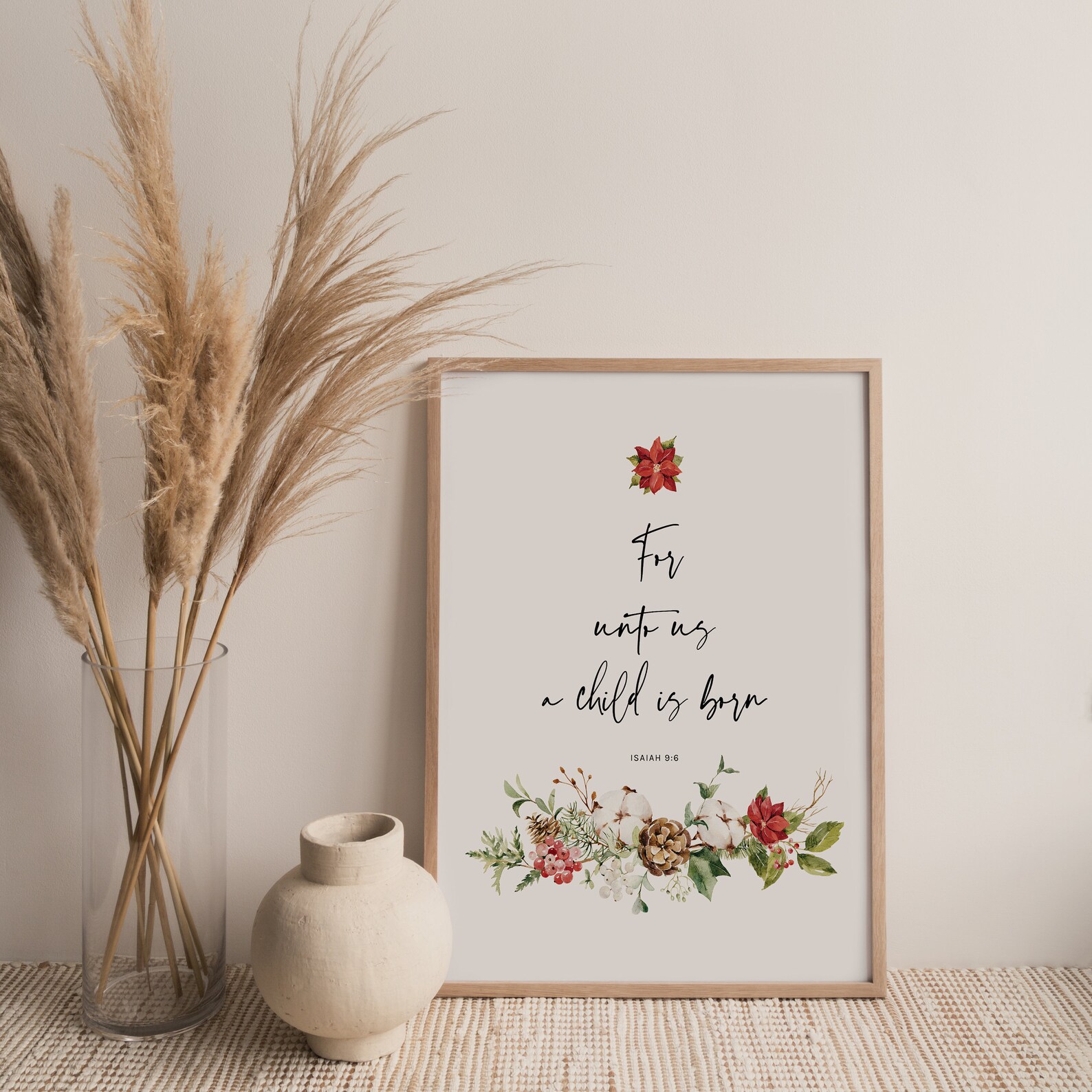For Unto Us A Child is Born, Isaiah 9:6 KJV Christmas Bible Verse Wall ...