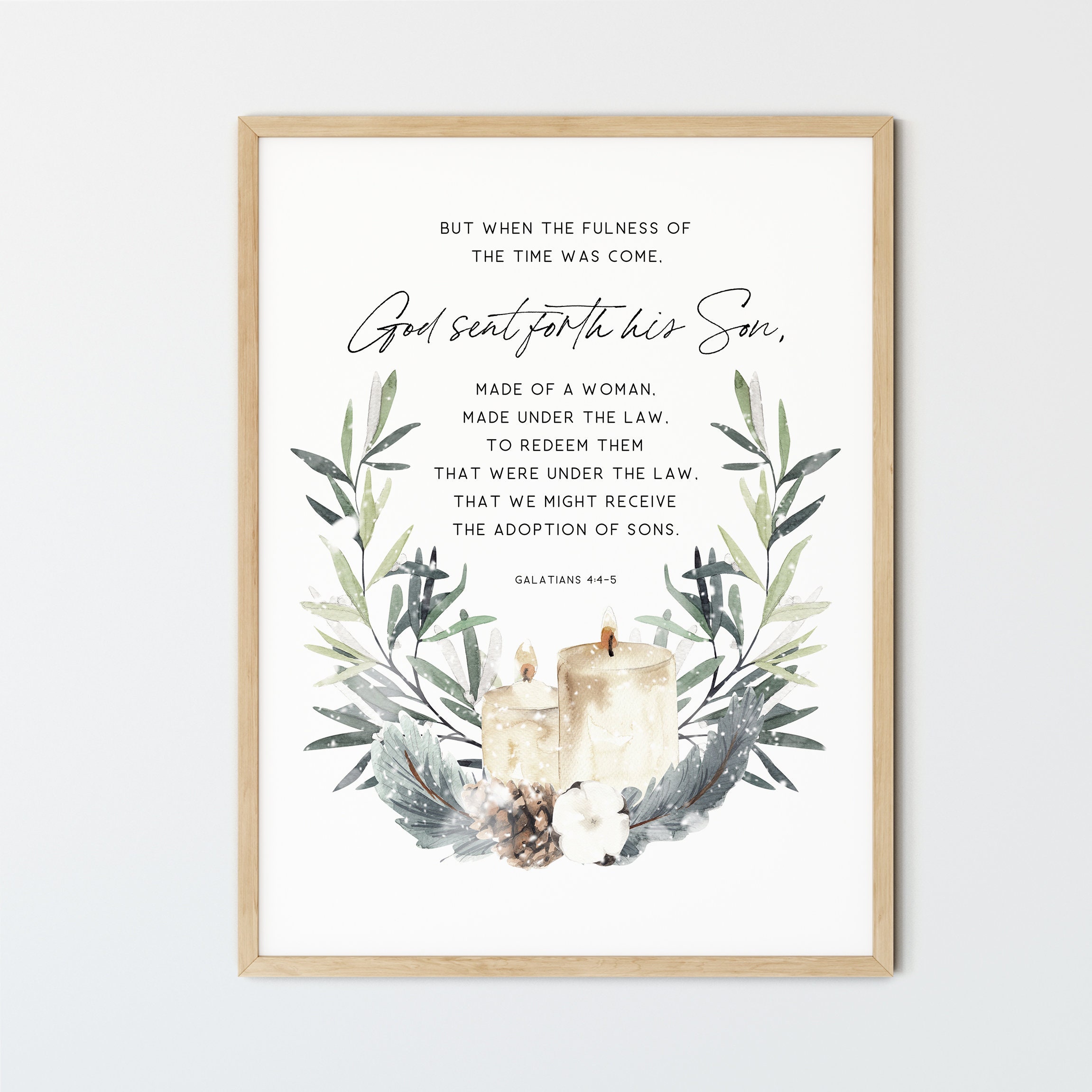 God Sent Forth His Son, Galatians 4:4-5 Christian Snow Christmas Bible ...