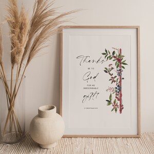 2 Corinthians 9:15 Christmas Scripture Printable Wall Art Bible Verse ...