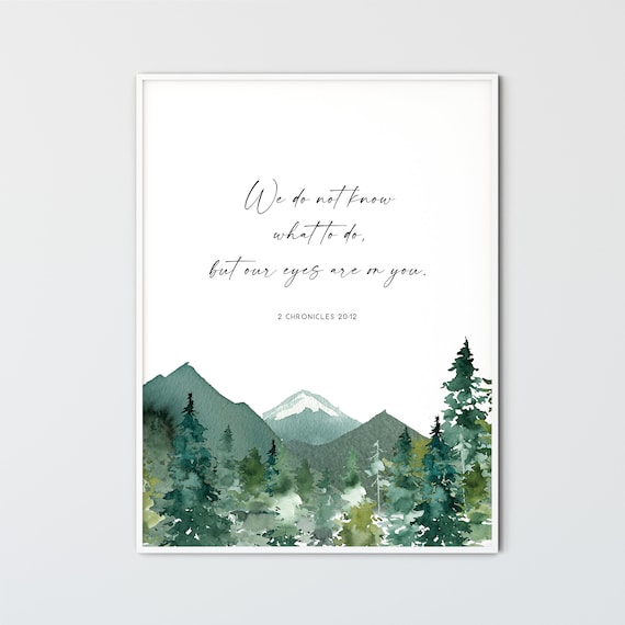 2 Chronicles 20:12 Bible Verse Wall Art Watercolor Forest - Etsy
