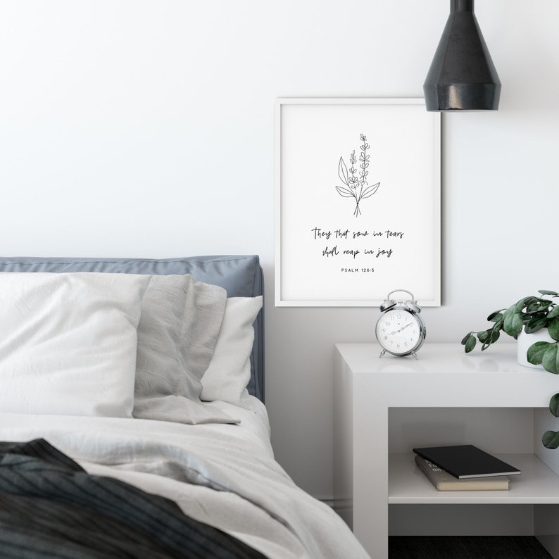 Psalm 126:5 KJV Bible Verse Wall Art Modern Minimal Christian | Etsy