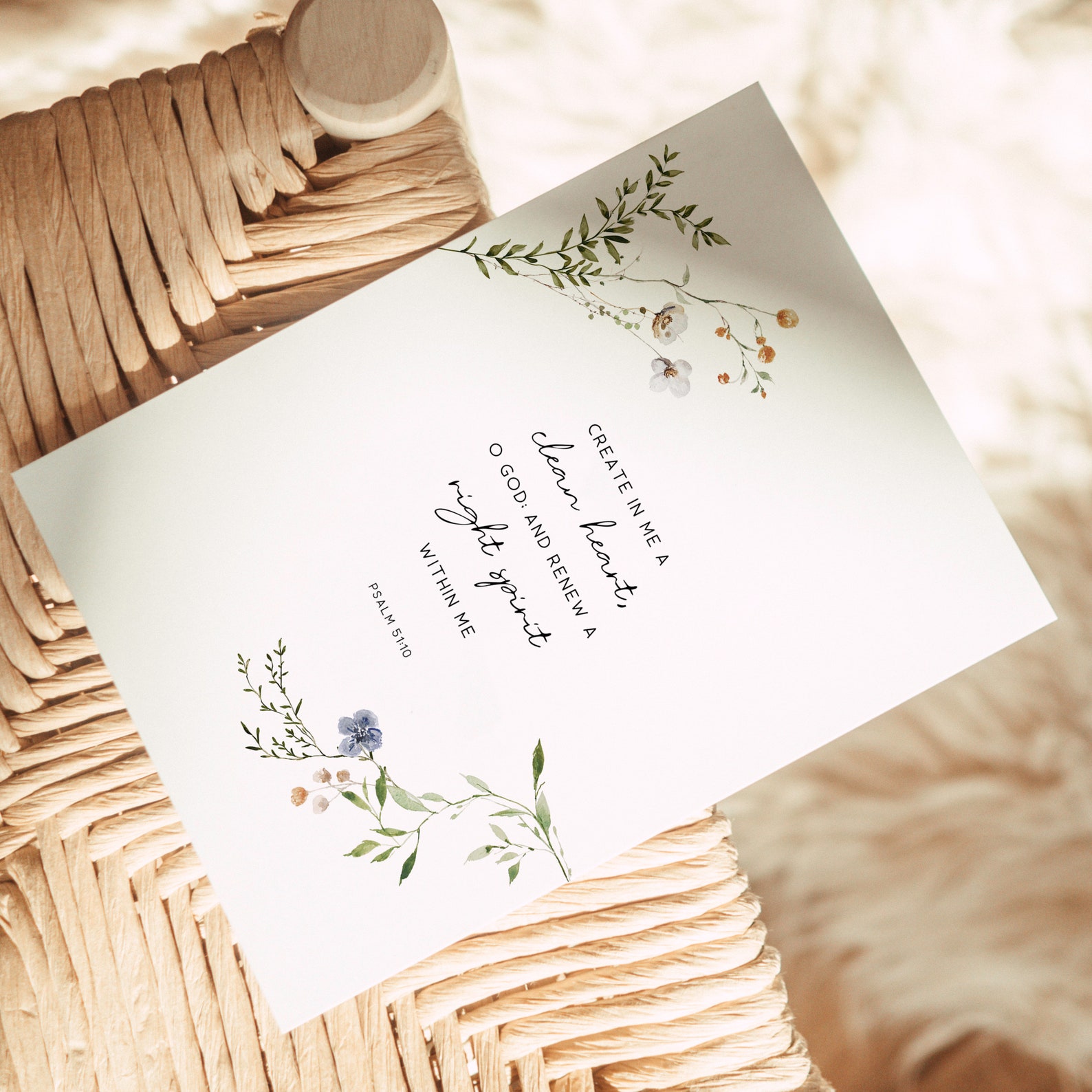 Psalm 51:10 KJV Bible Verse Wall Art Scripture Quote Prints - Etsy