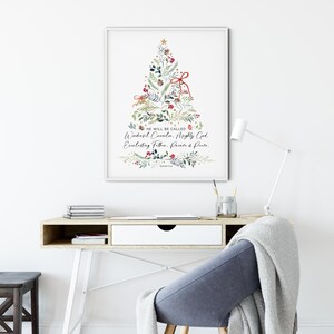 Isaiah 9:6 Christmas Christian Wall Art Printable Watercolor Trees ...