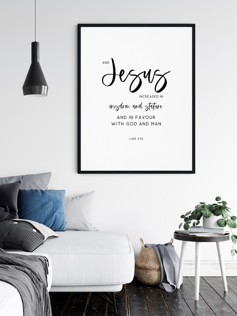 Luke 2:52 Printable Bible Verse Wall Art Modern Minimalist | Etsy