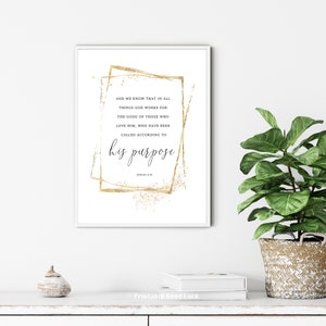 Romans 8:28 Bible Verse Wall Art Printable Wall Art Minimalist ...