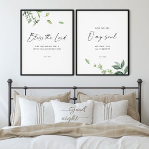 Psalm 103:1-2 Bible Verse Wall Art Set of 2 Prints, Printable Scripture ...