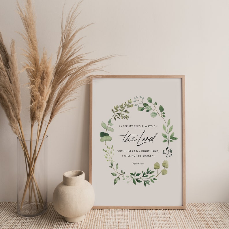 Psalm 16:8 Bible Verse Wall Art Printable Scripture Print - Etsy