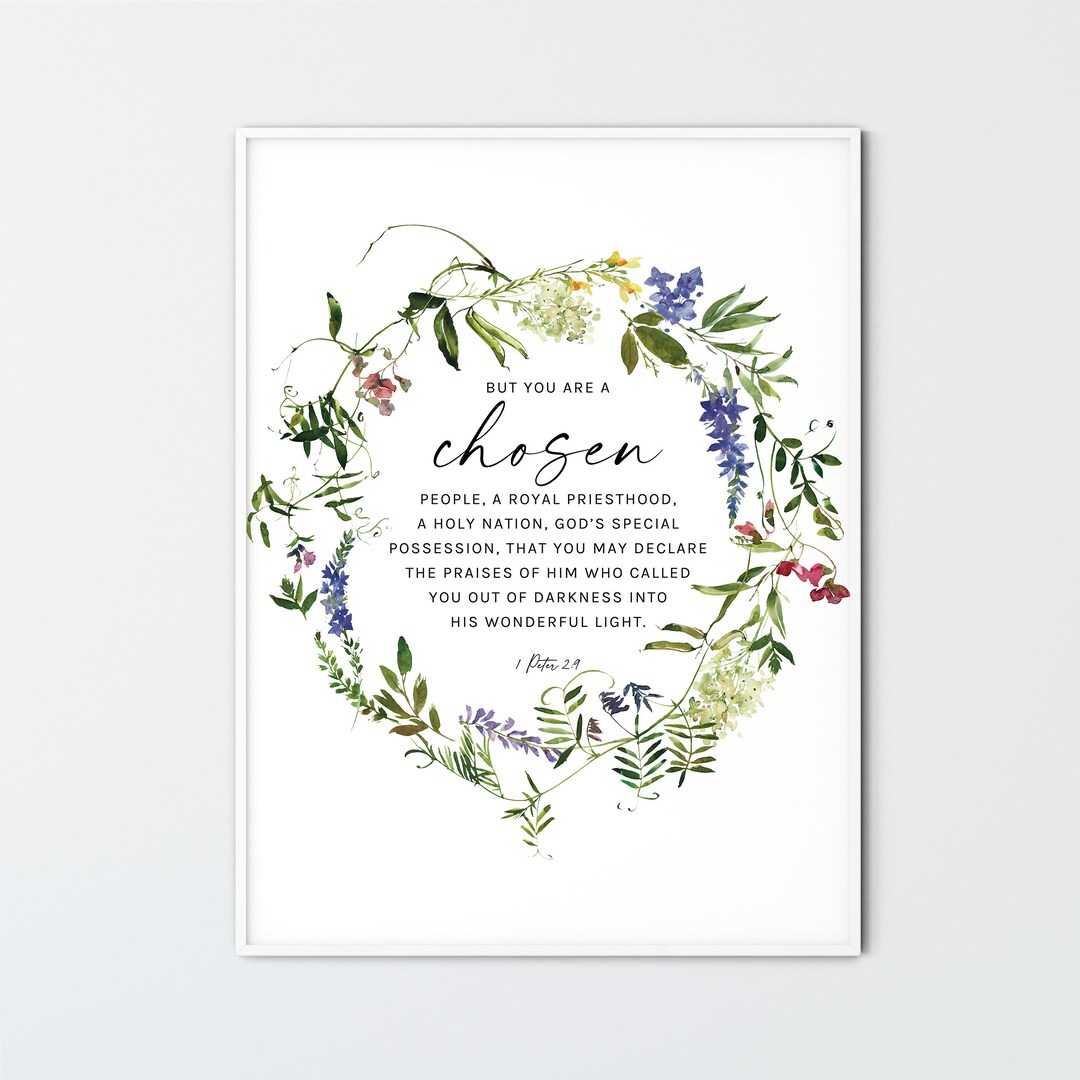 1 Peter 2:9 Bible Verse Wall Art Christian Wall Art Scripture Wall Art ...