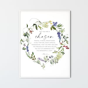 1 Peter 2:9 Bible Verse Wall Art Christian Wall Art Scripture Wall Art ...