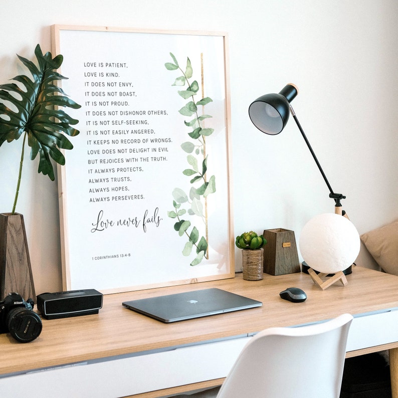 1 Corinthians 13:4-8 Love Bible Verse Wall Art Scripture Print | Etsy