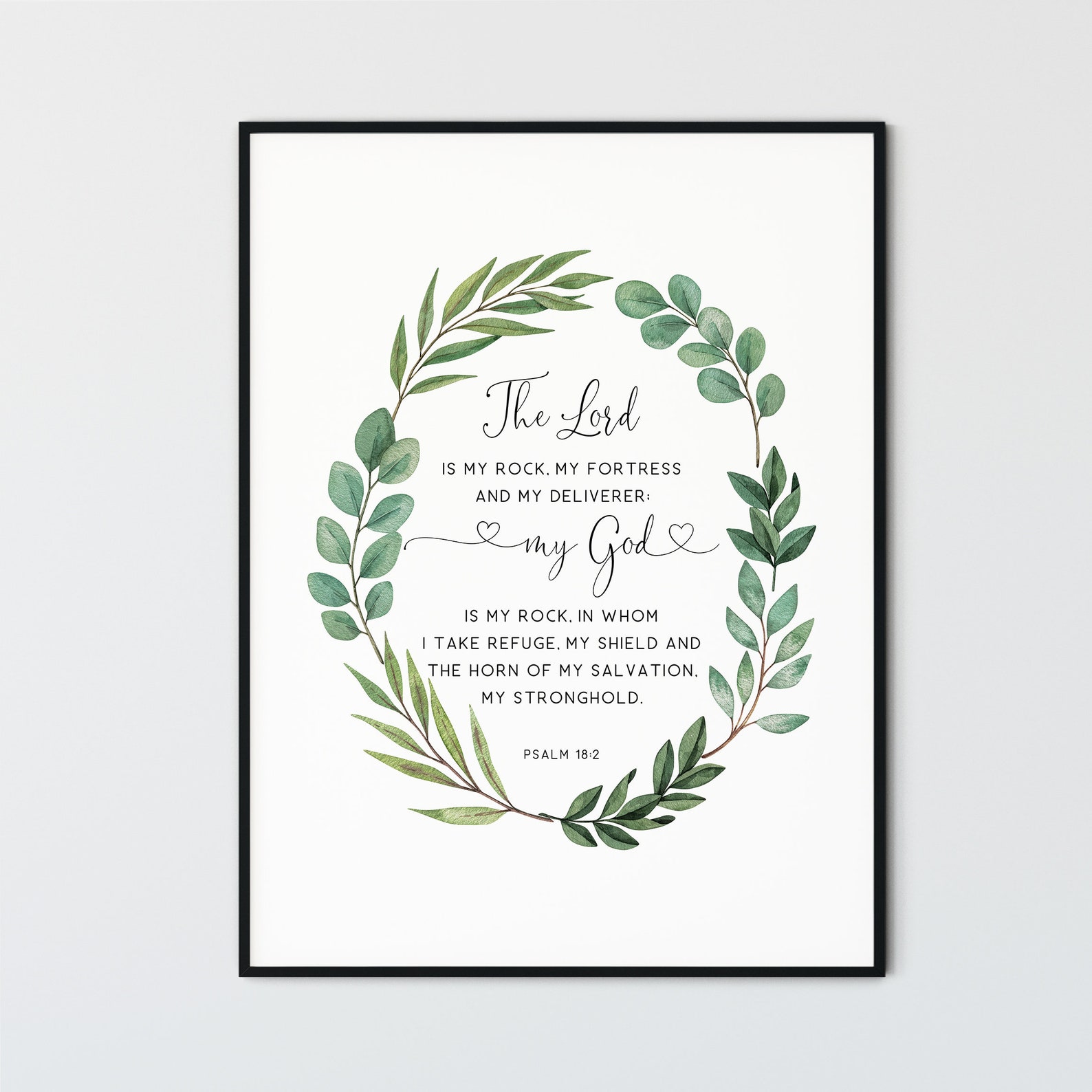 Psalm 18:2 Bible Verse Wall Art Scripture Watercolor Digital - Etsy