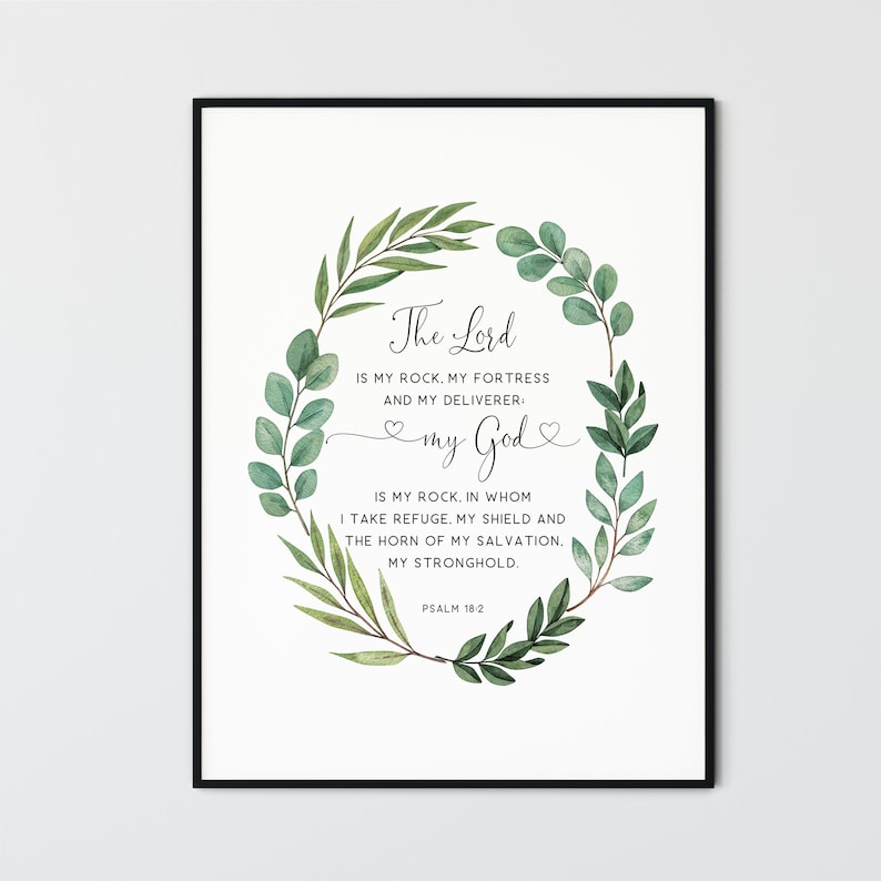 Psalm 18:2 Bible Verse Wall Art Scripture Watercolor Digital - Etsy