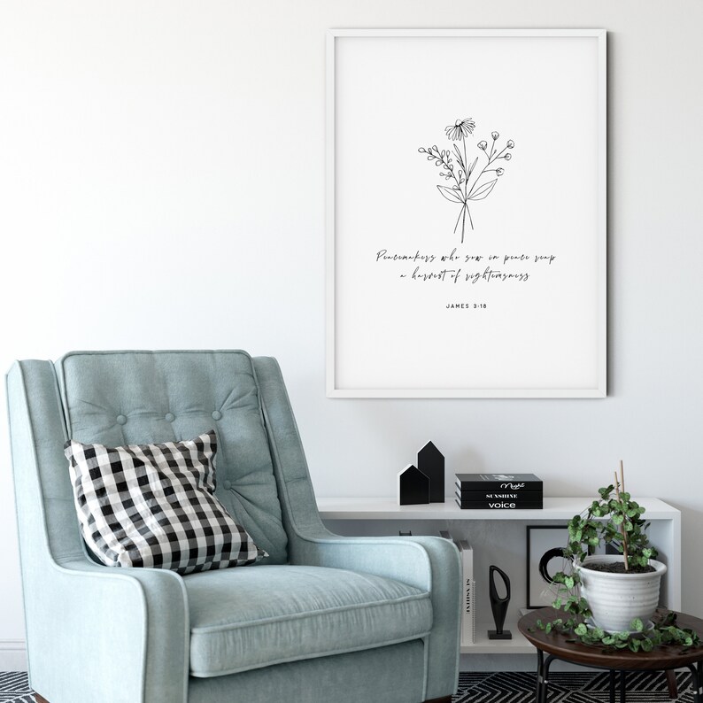 James 3:18, Bible Verse Wall Art, Printable Bible Verse Prints Modern ...